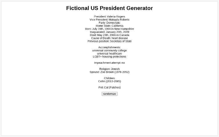 Fictional US President Generator