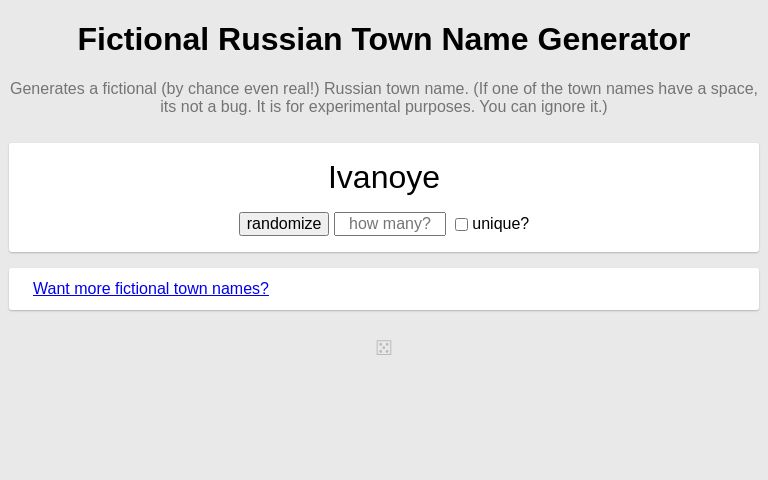 Fictional Russian Town Name Generator
