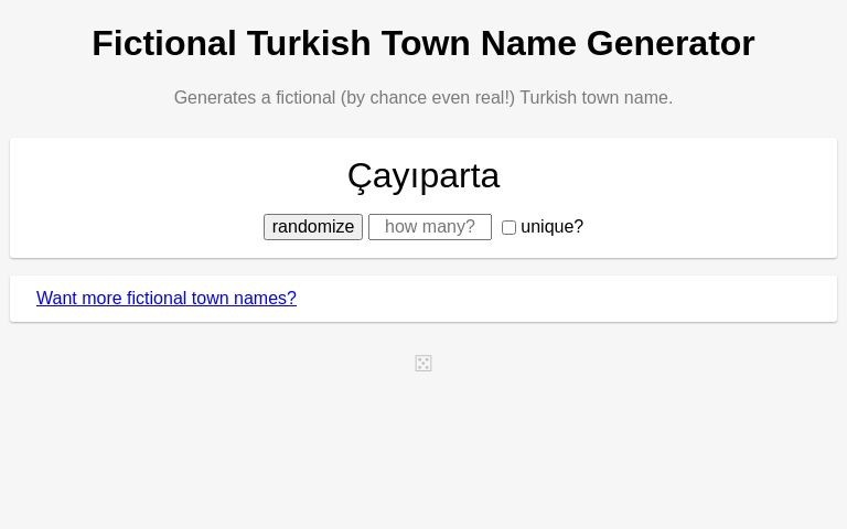 Fictional Turkish Town Name Generator