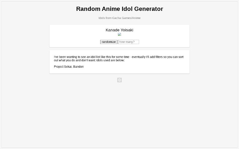 Random Anime Idol Generator