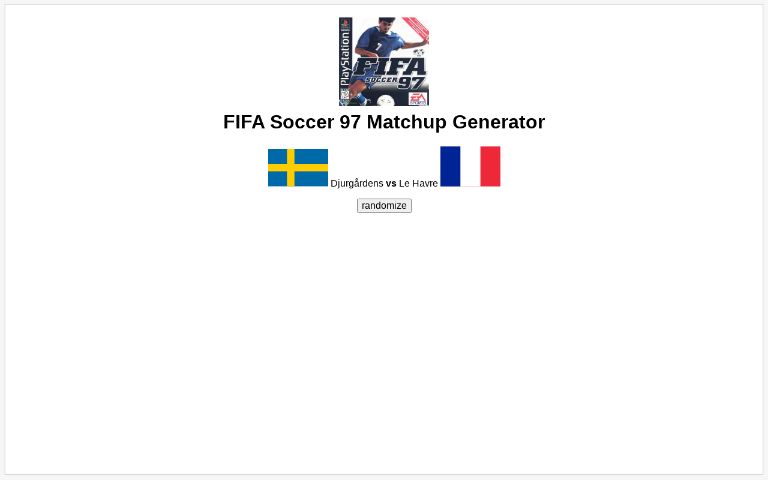 FIFA Soccer 97 Matchup Generator