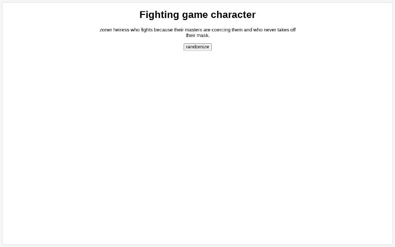 Fighting game character ― Perchance Generator