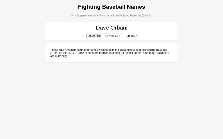Fighting Baseball Names ― Perchance Generator