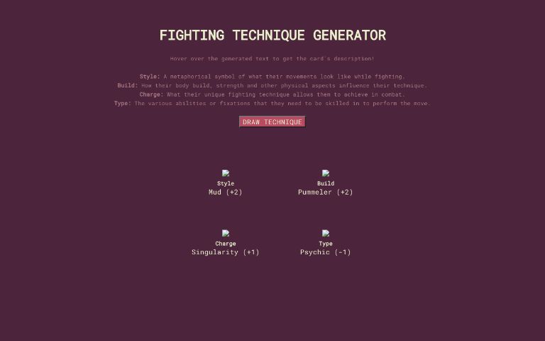 FIGHTING TECHNIQUE GENERATOR