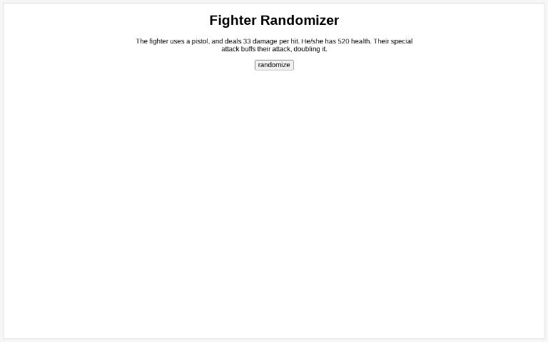 Fighter Randomizer ― Perchance Generator