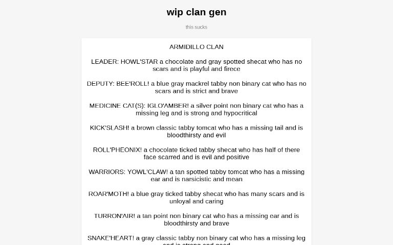 wip clan gen