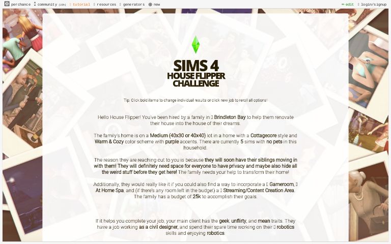 Sims 4 ― Perchance Generator