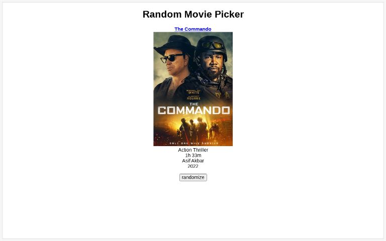 Random Movie Picker ― Perchance Generator