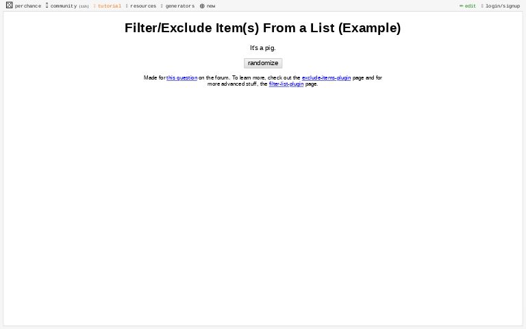 Filter/Exclude Item(s) From a List (Example) ― Perchance Generator