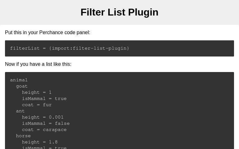 Filter List Plugin