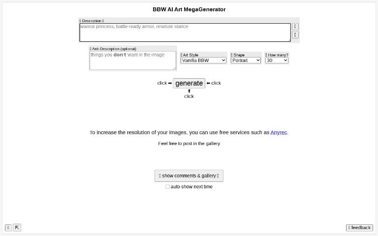 Bbw Ai Art Megagenerator Free No Sign Up Unlimited