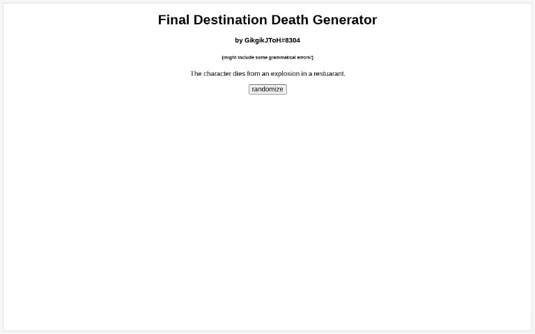 Final Destination Death Generator
