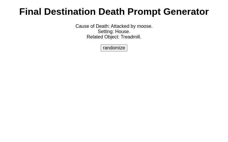 Final Destination Death Prompt Generator