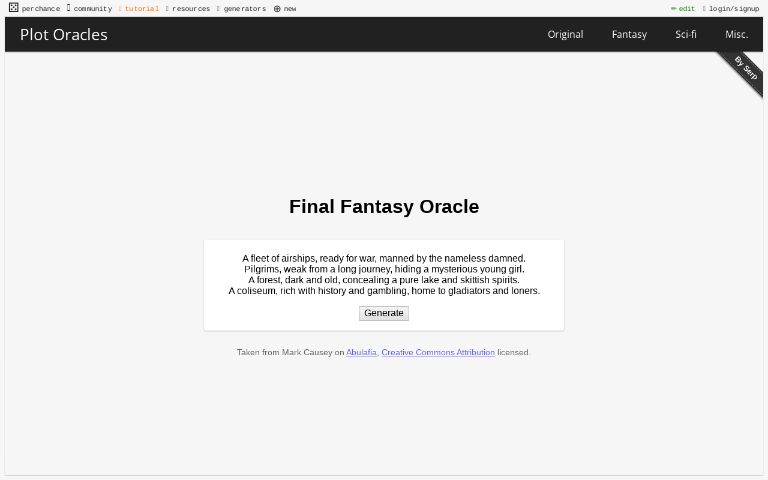 Final Fantasy Oracle ― Perchance Generator