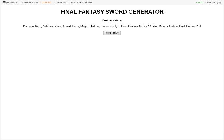 FINAL FANTASY SWORD GENERATOR