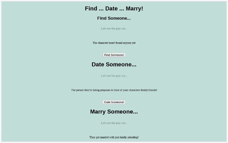 Find ... Date ... Marry! ― Perchance Generator