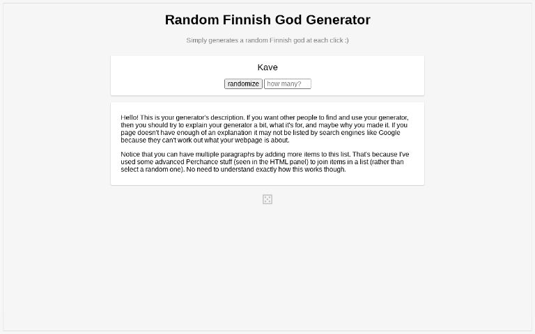 Random Finnish God Generator