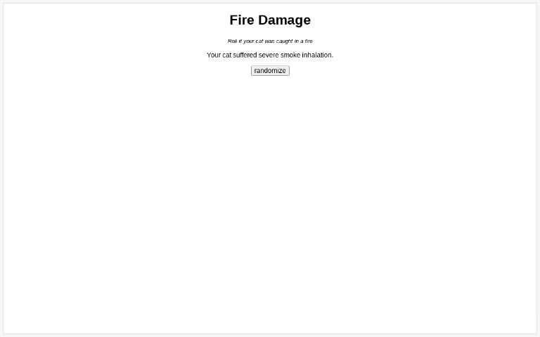 Fire Damage ― Perchance Generator