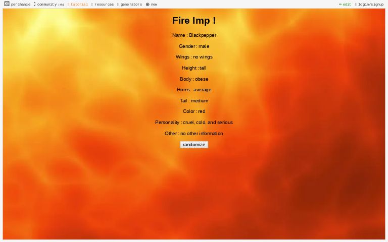 Fire Imp ! ― Perchance Generator