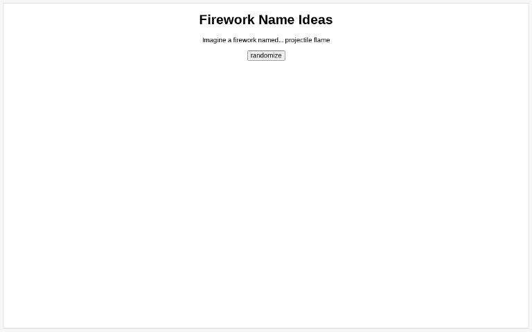 Firework Name Ideas ― Perchance Generator