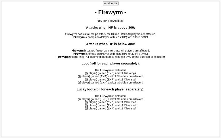 - Firewyrm - ― Perchance Generator