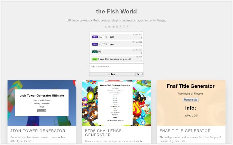 the Fish World ― Perchance Generator