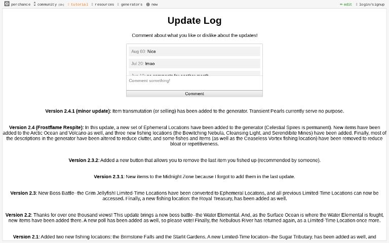 Update Log ― Perchance Generator