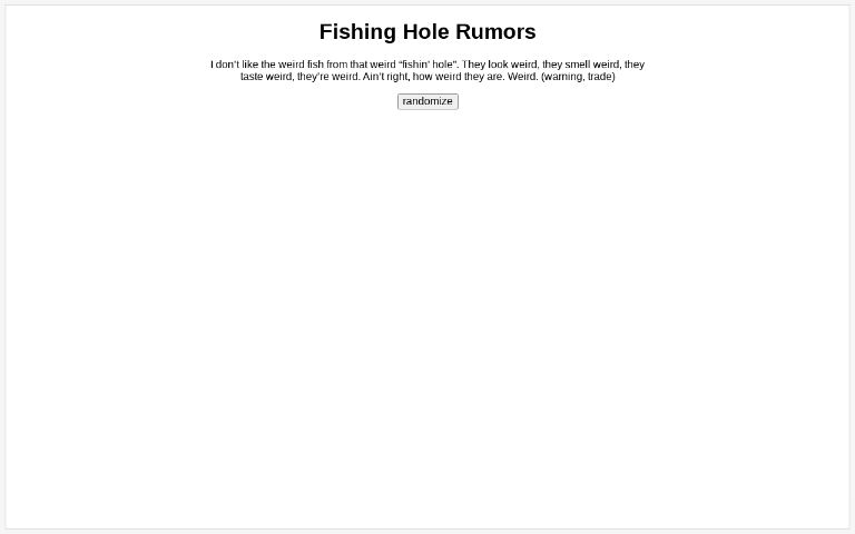 Fishing Hole Rumors ― Perchance Generator
