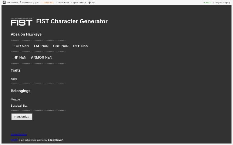 FIST Character Generator