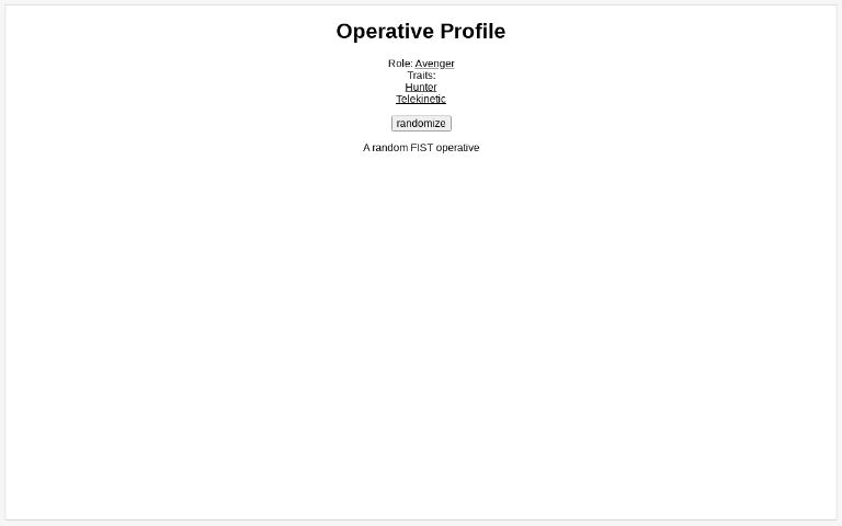 Operative Profile ― Perchance Generator