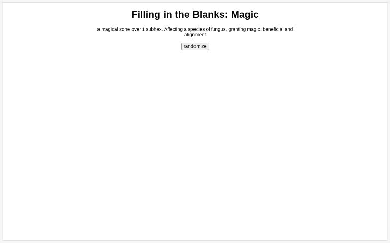 Filling in the Blanks: Magic ― Perchance Generator