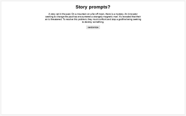 Story prompts? ― Perchance Generator