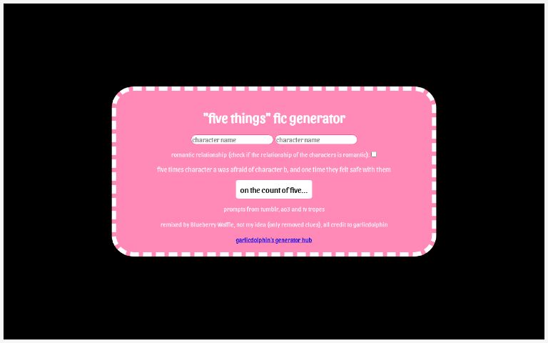 "five things" fic generator