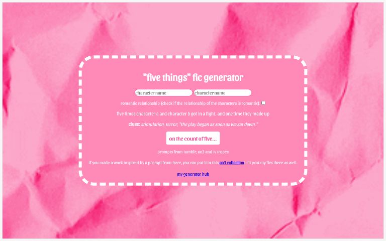 "five things" fic generator
