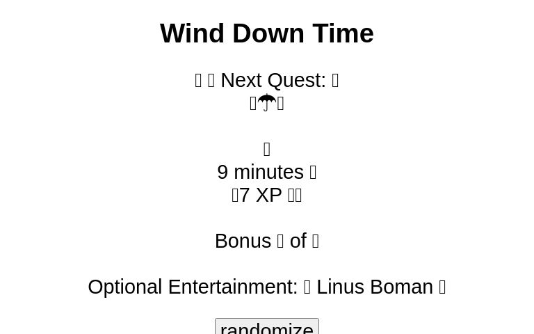 Wind Down Time ― Perchance Generator