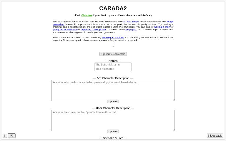 CARADA2 (online, free, no sign-up, unlimited) ― Perchance Generator