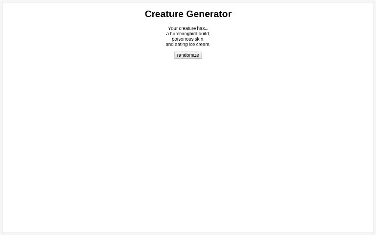 Creature Generator