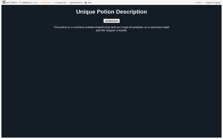 Unique Potion Description ― Perchance Generator