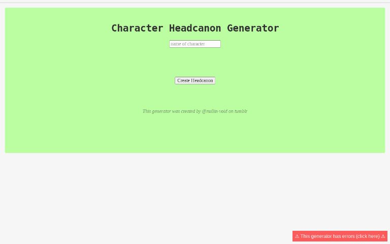 Character Headcanon Generator