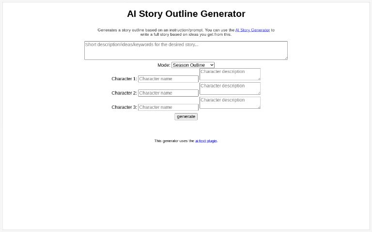 AI Story Outline Generator (free, no sign-up, unlimited)