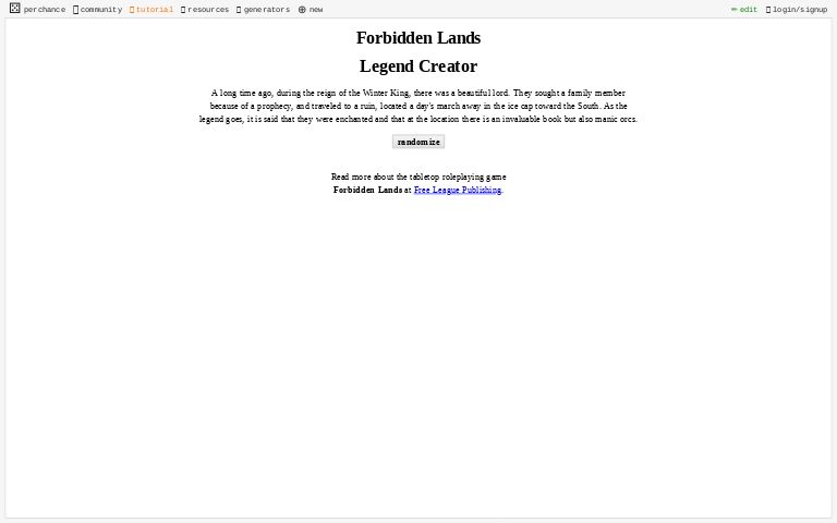 Forbidden Lands ― Perchance Generator