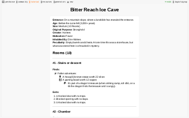 Bitter Reach Ice Cave ― Perchance Generator