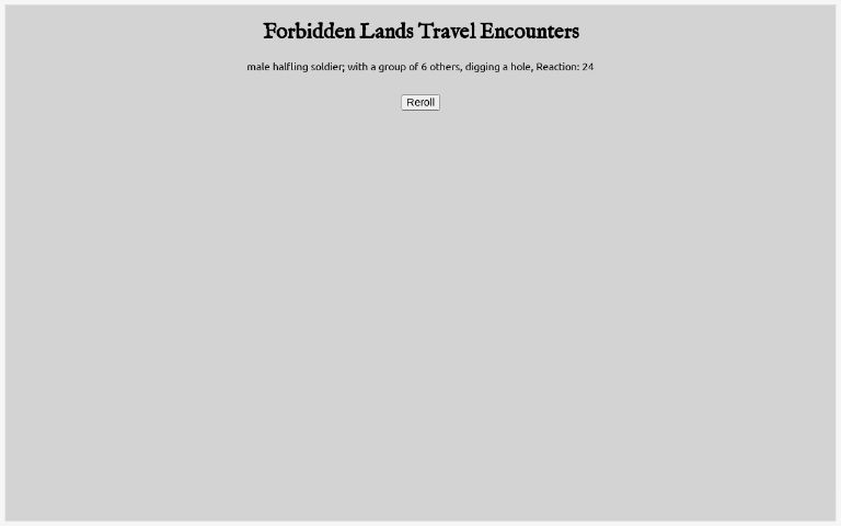 Forbidden Lands Travel Encounters ― Perchance Generator