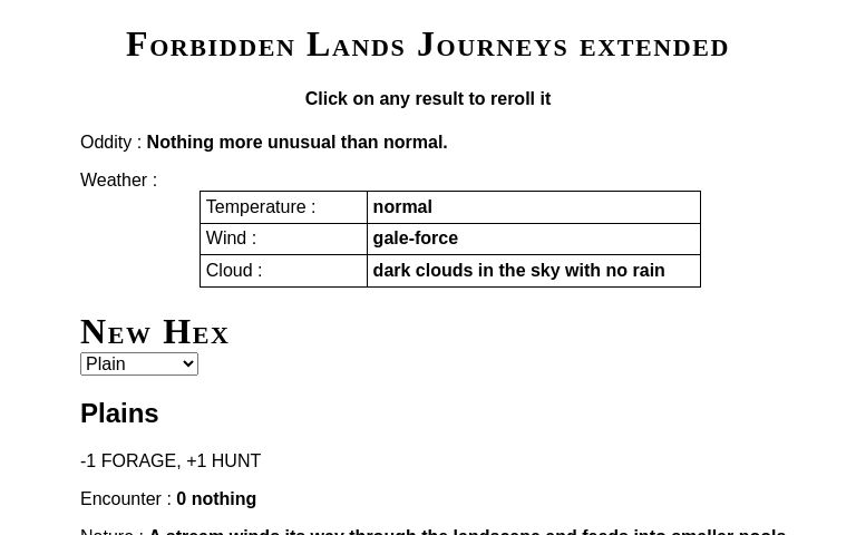 Forbidden Lands Journeys extended ― Perchance Generator