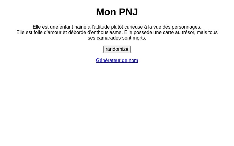 Mon PNJ ― Perchance Generator