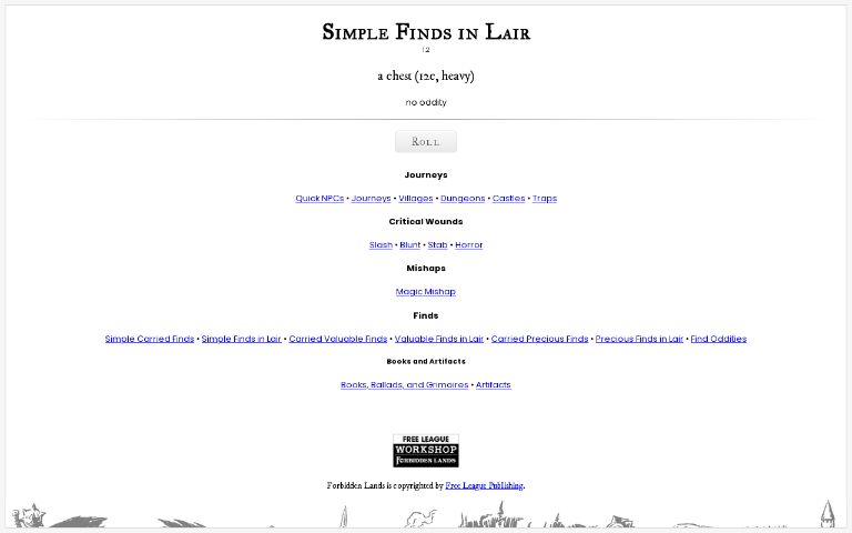 Simple Finds in Lair ― Perchance Generator