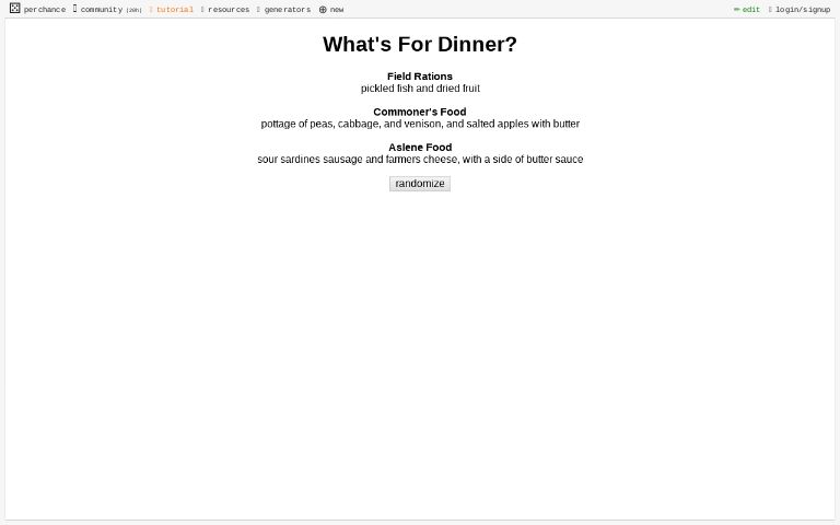 What's For Dinner? ― Perchance Generator