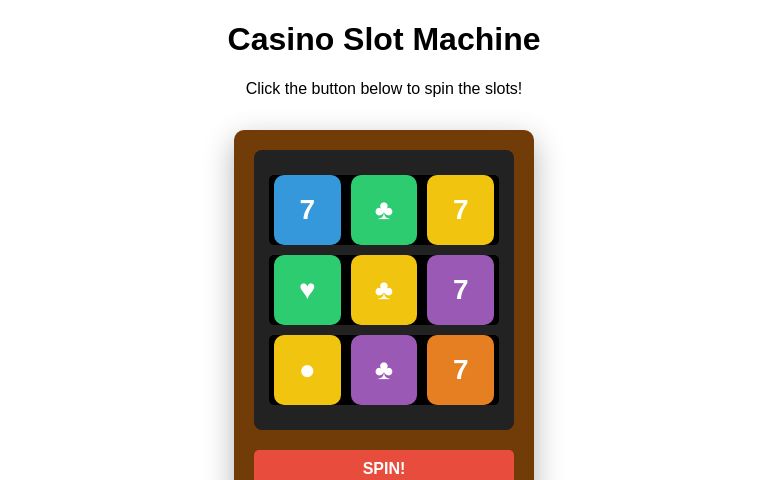 Casino Slot Machine ― Perchance Generator