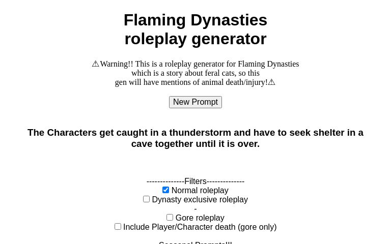 Flaming Dynasties roleplay generator