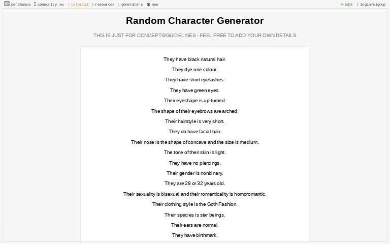 Random Character Generator